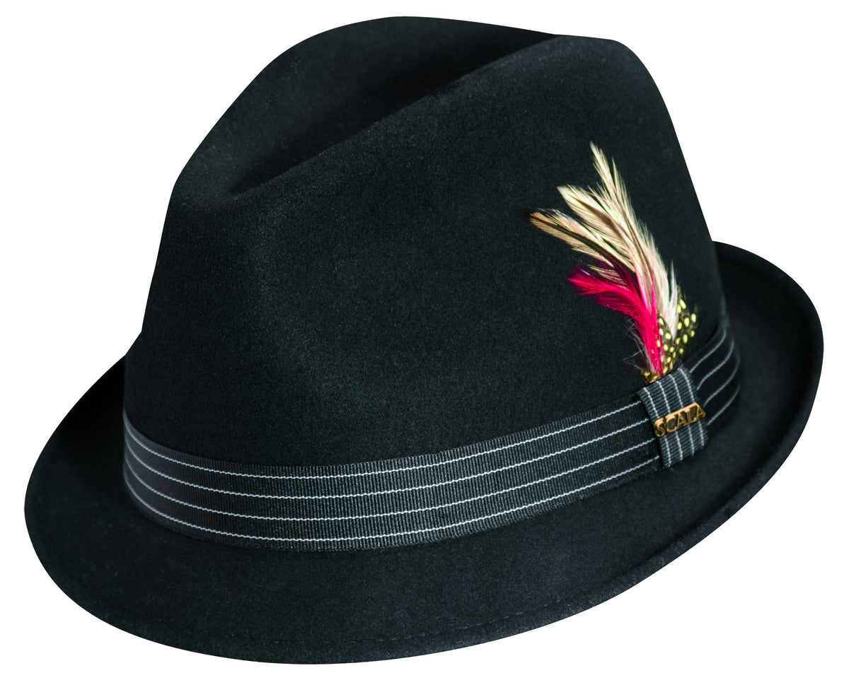 Scala Classico Hand Made Wool Felt Fedora with Feather – Fedoras.com