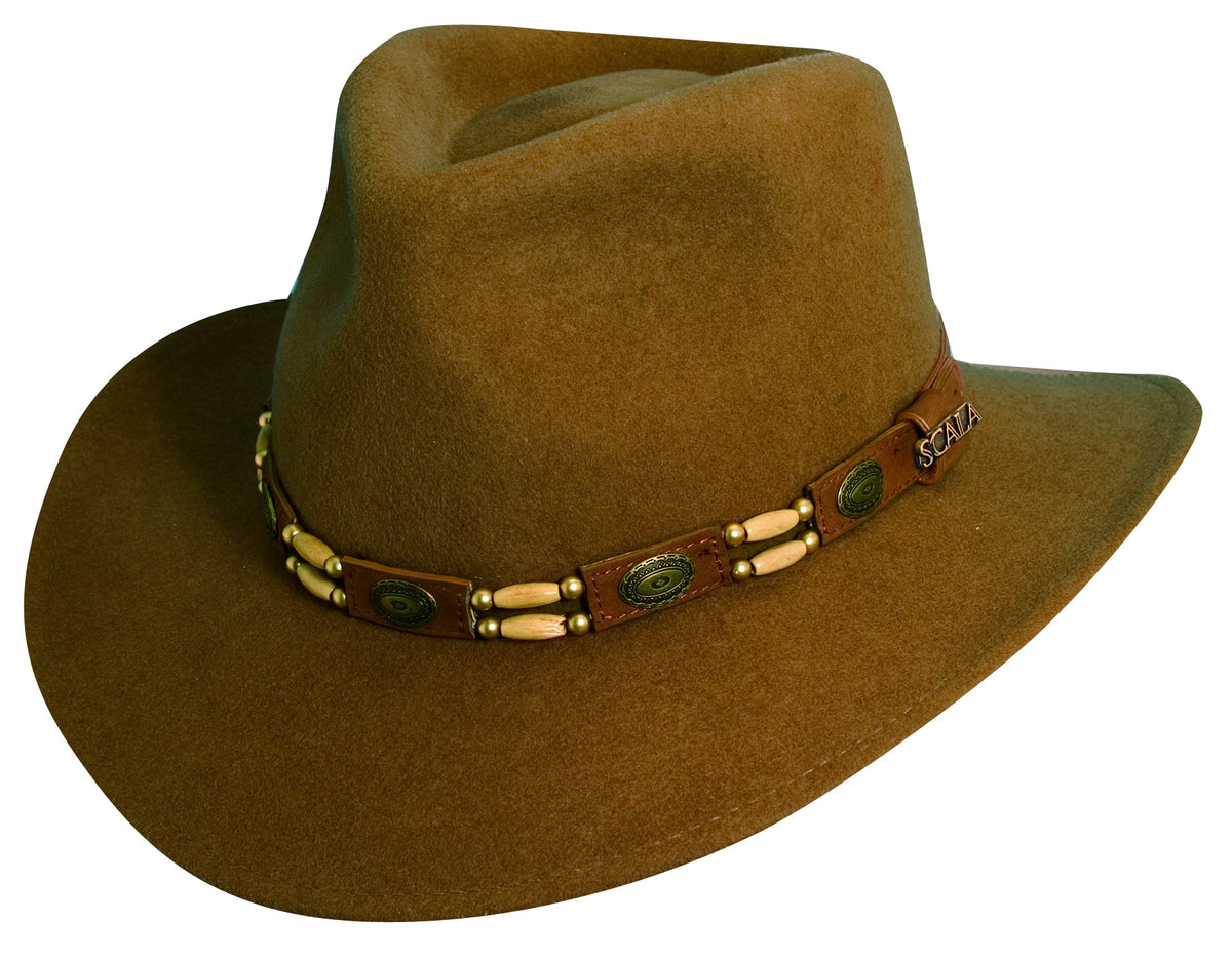 Scala Crushable Wool Felt Beaded Outback Hat – Fedoras.com
